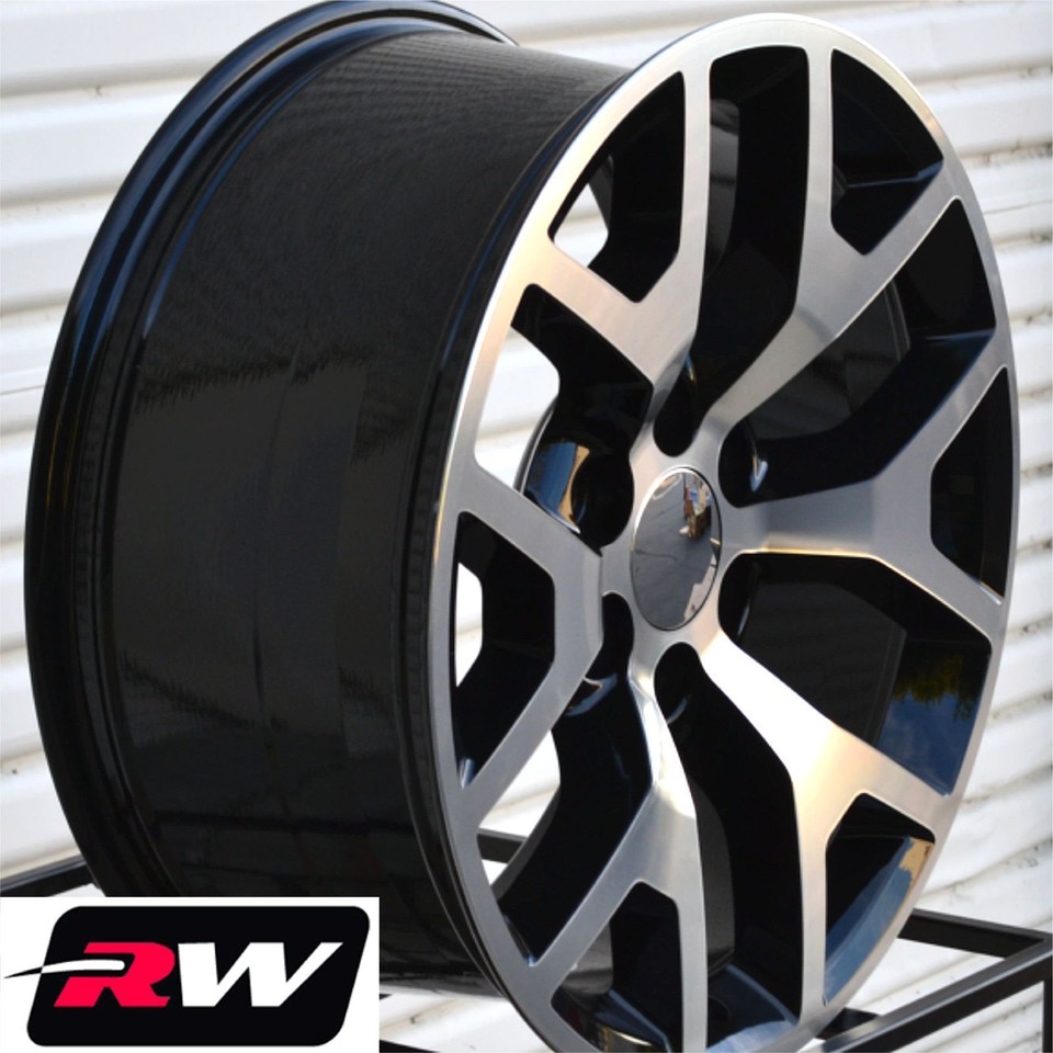 20" inch 20 x9" Wheels for Chevy Avalanche Black Machined GMC Sierra ...