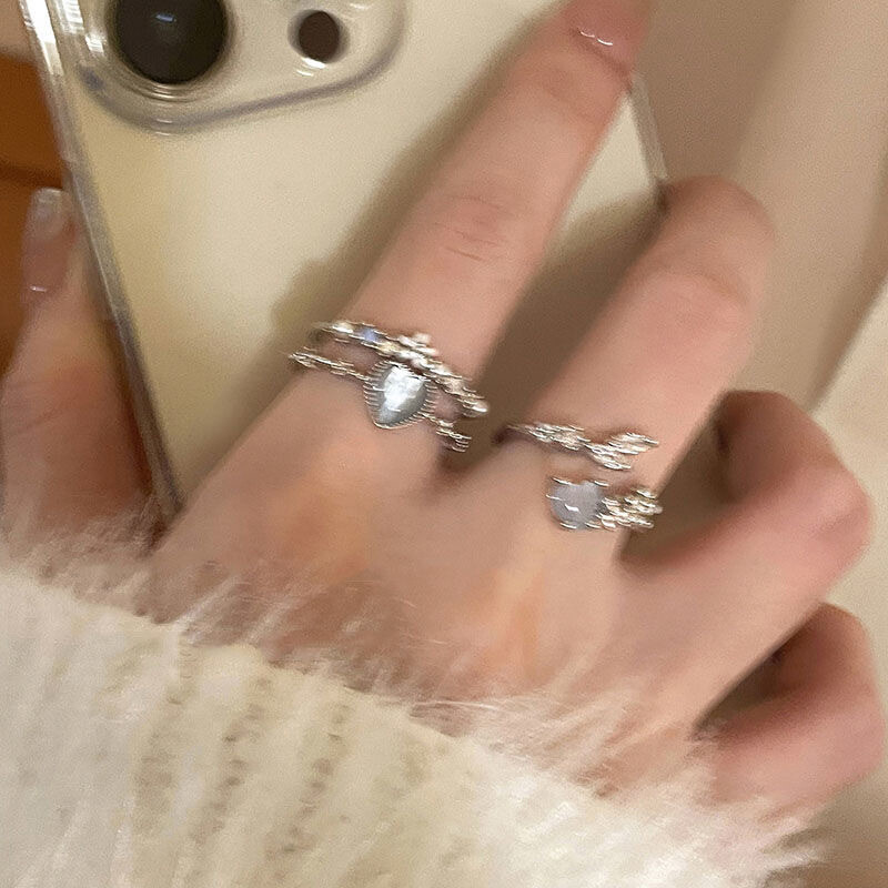 Love Zircon Open Finger Rings Women's Light Luxury Temperament ...