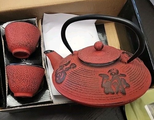 Red Japanese Cast Iron 5 Pc Tea Set | eBay
