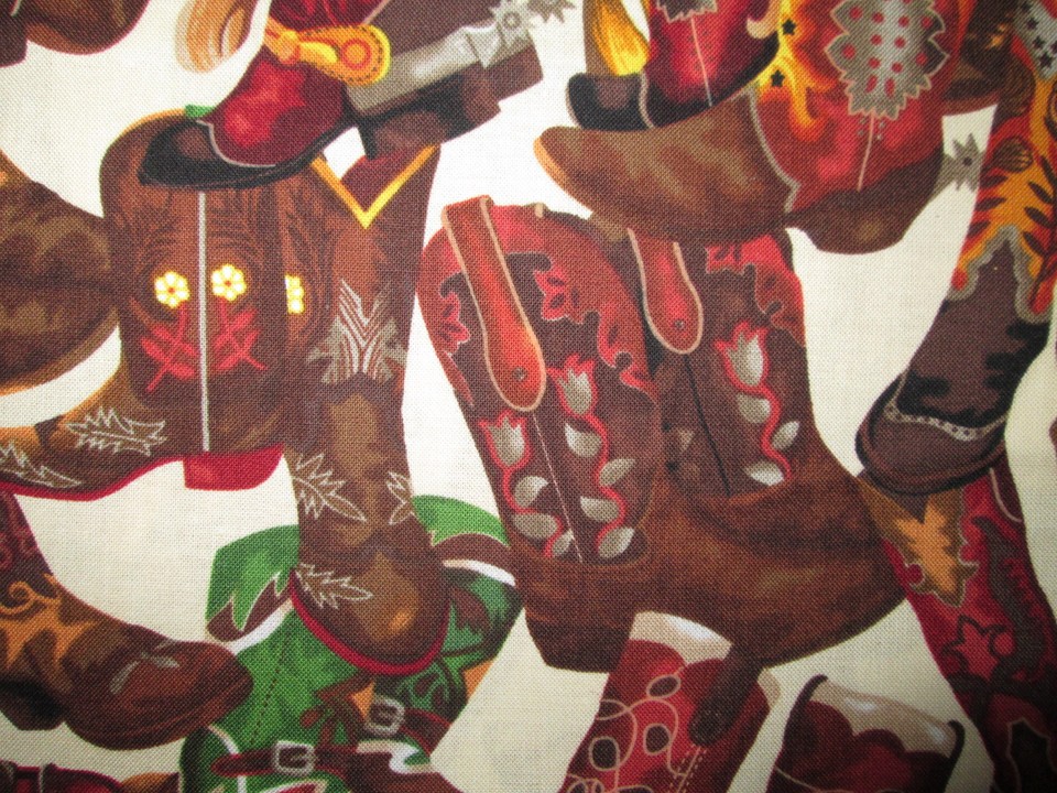 COWBOY BOOTS WESTERN COWGIRL FANCY BOOT CREAM COTTON FABRIC BTHY | eBay