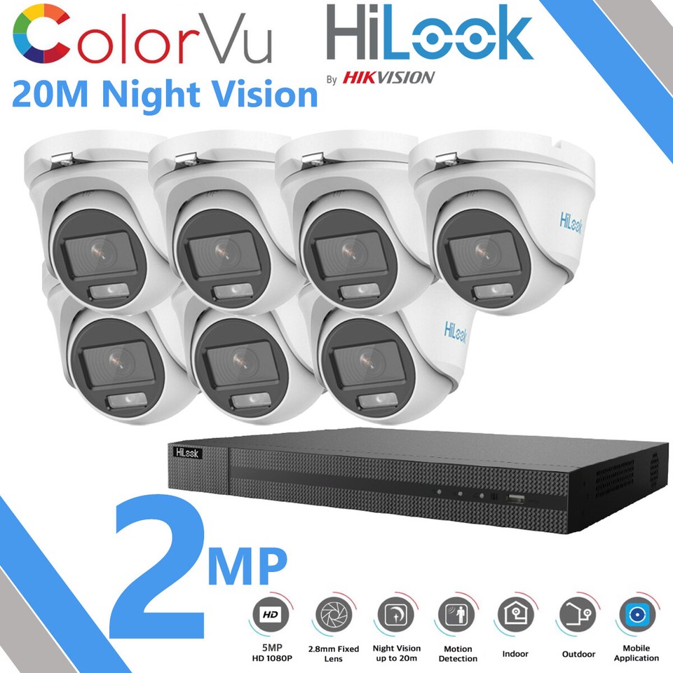 HIKVISION COLORVU CCTV SYSTEM HILOOK 1080P FULL HD NIGHT & DAY COLOR ...