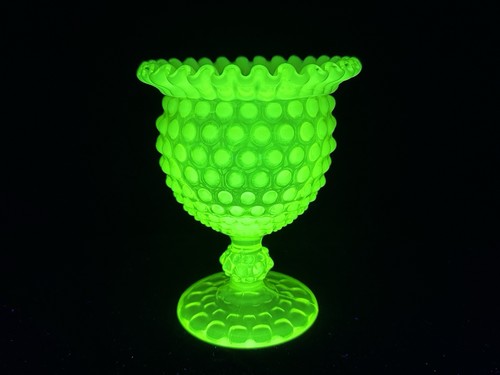 Rare Antique Imperial Glass Vaseline Dew Drop Compote Hobnail ...