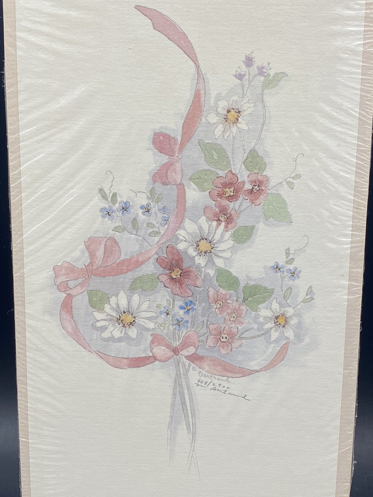 Mary Vincent Bertrand Watercolor Prints Ribbons and Bows #1 & #2 Signed ...