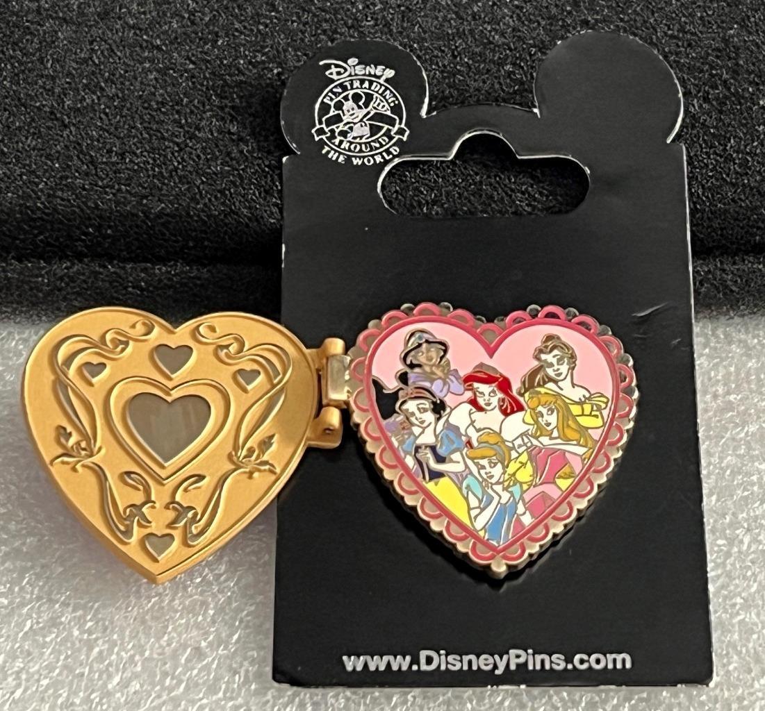 Disney Princess Gang Ariel Belle Aurora Cinderella Heart Locket Hinged ...