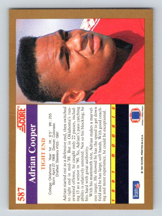 1991 Score - ROOKIE RC #587 Adrian Cooper | eBay