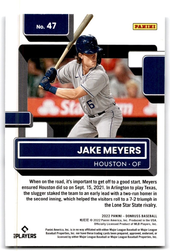 2022 Donruss Rated Rookie Jake Meyers Houston Astros #47 | eBay