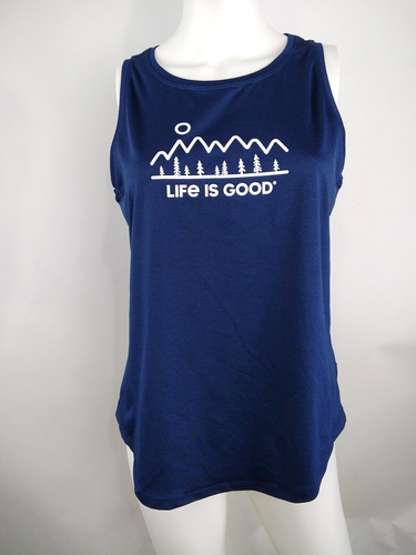 Life is Good Women Active Tank Minimal Nature Landscape Blue Medium ...