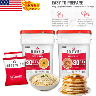 30Day Emergency Food Supply 298 Servings 2 Buckets Freeze-Dried MRE ...