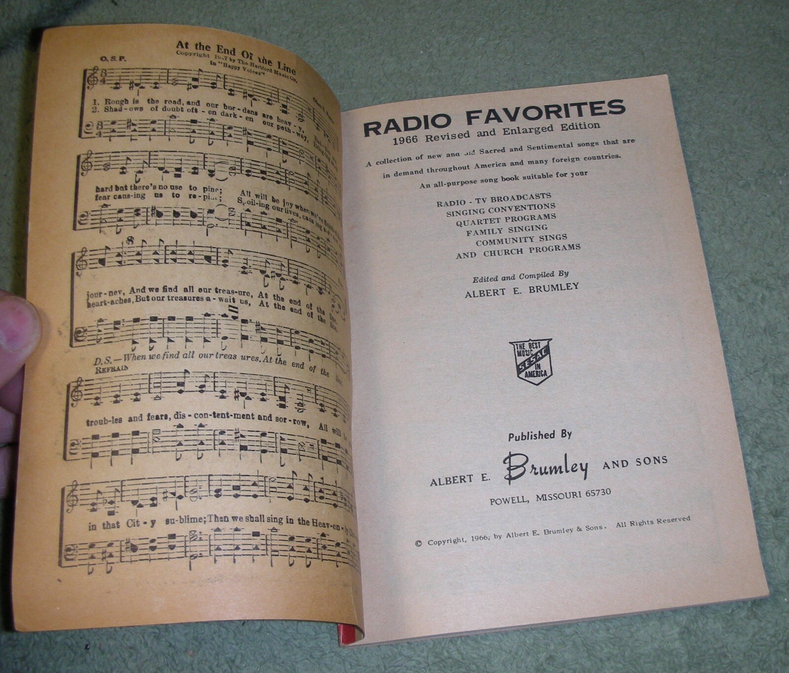 Albert E. Brumley's Book of Radio Favorites ~ SONGS OF THE AIR ~ 1966 ...