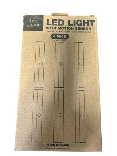 NEW 6 Pack Brilliant Evolution LED Motion Sensor Bar Lights Ultra Thin ...