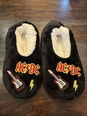 AC/DC Slippers w/ Gripper Soles House Shoes (Adult S/M 5–7, Fleece ...