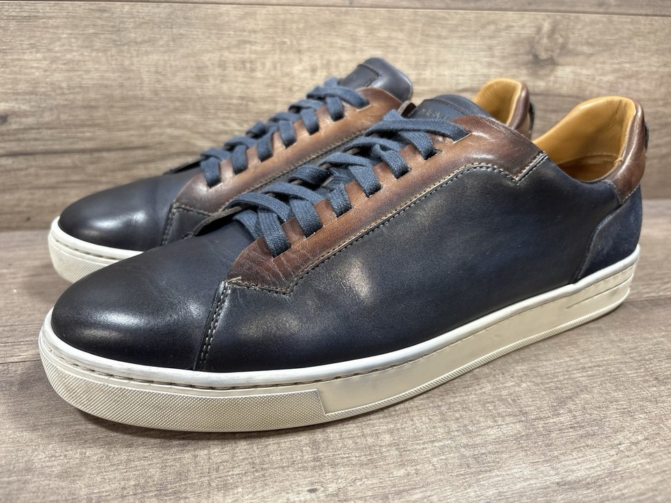 Magnanni Casual Sneakers Shoes Blue Brown Leather Sneakers Mens Size 11 ...