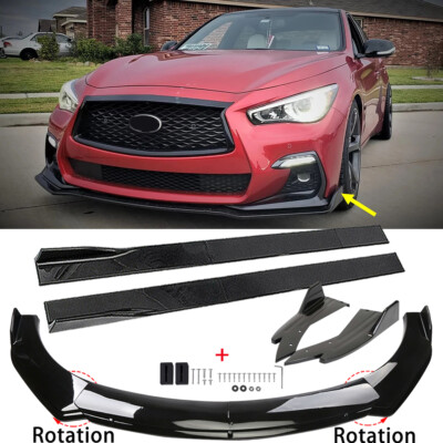 For Infiniti Q70 Q60 Q50 G35 Front Bumper Lip Splitter + Strut Rods ...