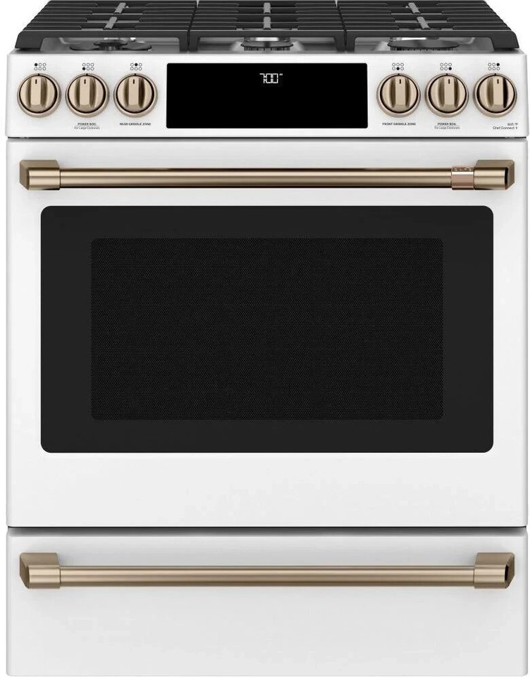 GE Cafe Matte White Kitchen Package with 30" Slide-in Gas Range | eBay