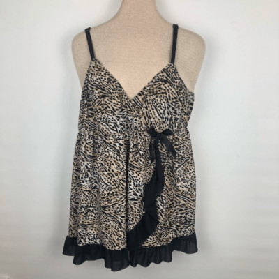 Cacique Intimates babydoll leopard print Y2K 90s lingerie top size 18 ...