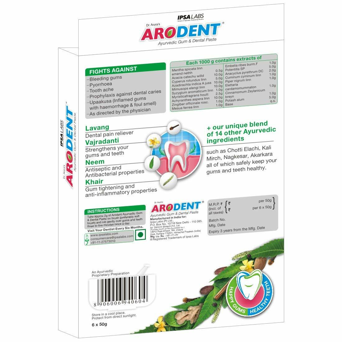 3 X 100g Each ARODENT Gum care Toothpaste Bleeding Sore Receding Gums ...