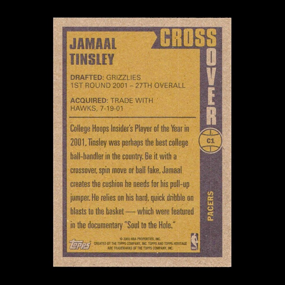 Jamaal Tinsley 2002-03 Topps Heritage Indiana Pacers #C1 R331B 94 | eBay