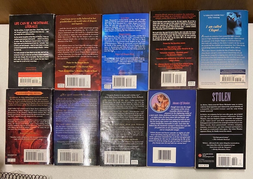 Lot of 10 Paranormal Romance Paperback Books by Various Authors ...