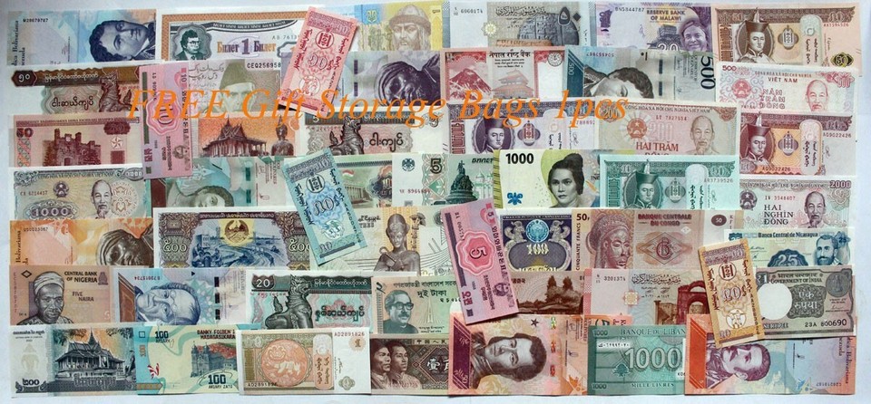 50 Pcs Different World Banknotes Paper Money Foreign Currency ...