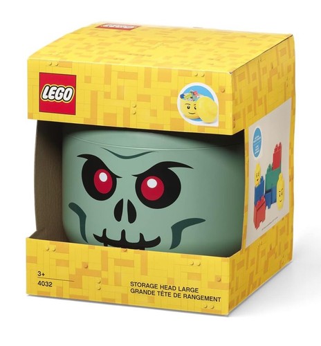 🔥 Lego LARGE Green Skeleton Zombie Storage Head Container Halloween ...