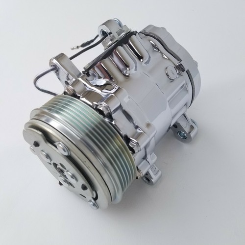 Chrome Mini Sanden SD7 7176 Style AC Compressor R134 Serpentine With ...