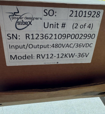 Power Designers Sibex Model: RV-15.6-350-36 Forklift Charger 36V 2000AH ...