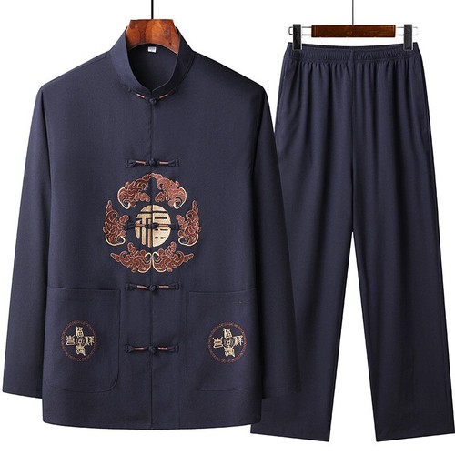 Long Sleeve Traditional Chinese Tang Fu Top Men Kung Fu Tai Chi Clothes ...