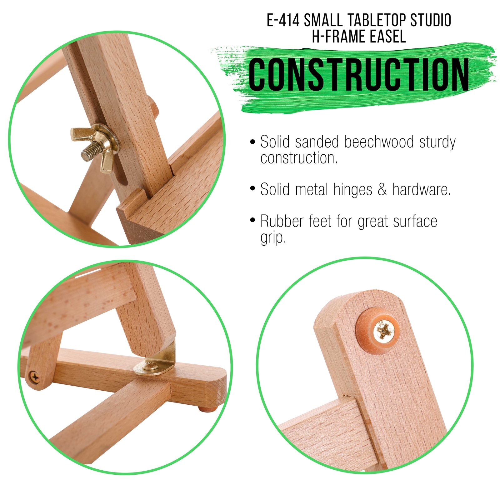 U.S. Art Supply Small Tabletop Wooden H-Frame Studio Easel, Adjustable ...