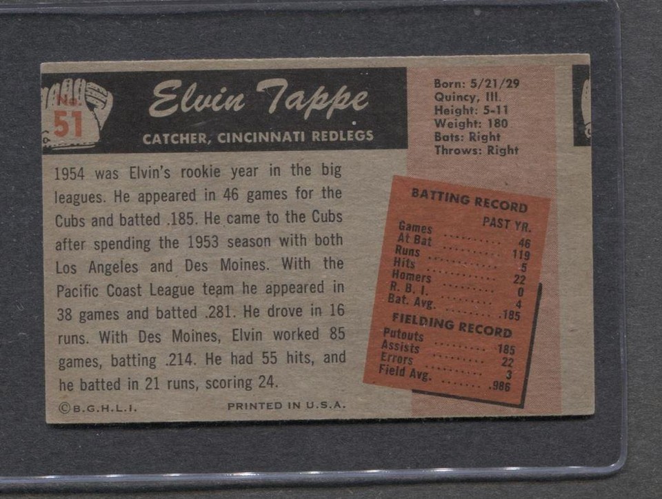 1955 Bowman #51 El Tappe RC (Reds) Ex (Flat Rate Ship) | eBay