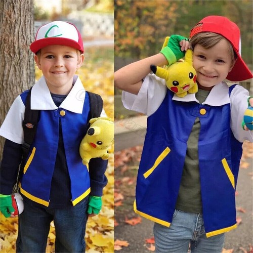 Kids Pokemon Ash Ketchum Fancy Dress Costume Boys Pokemon Costume Set ...
