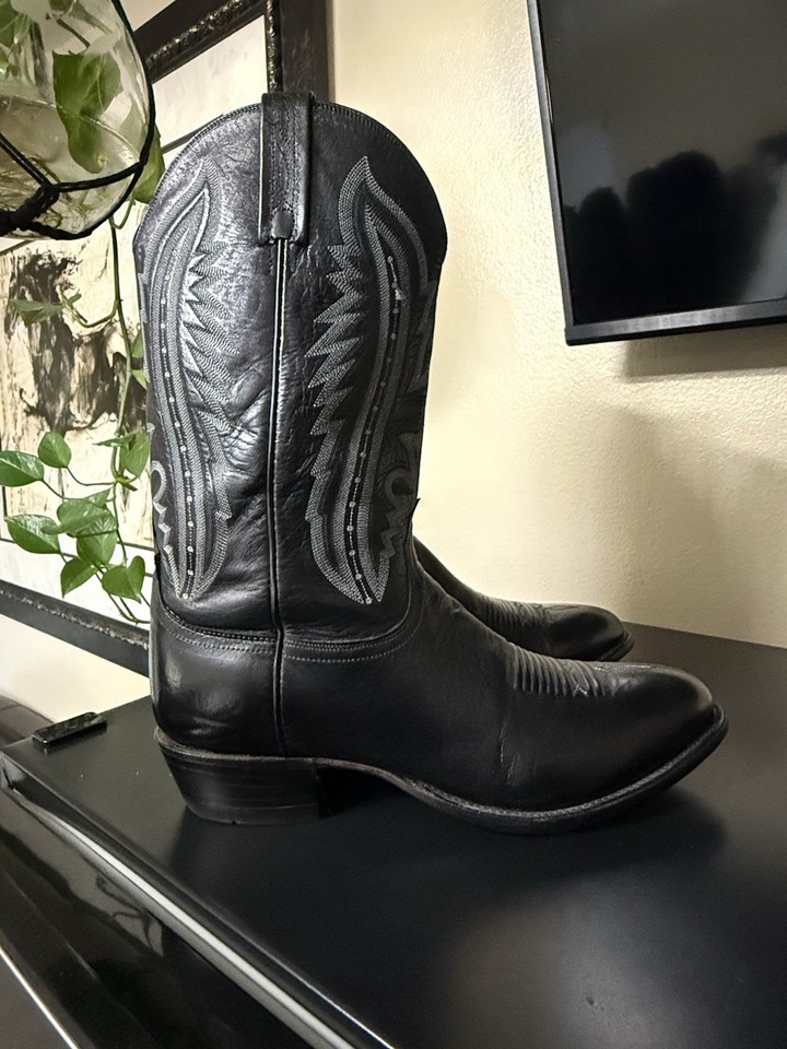Lucchese 2000 Black Kangaroo Leather Cowboy Boots Men's size 11.5EE ...