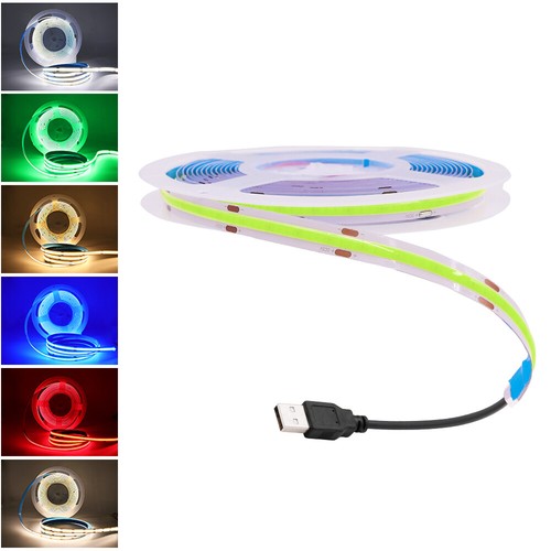 DC 5V USB COB LED Strip Lights 8mm 320LEDs/m High Density Flexible ...
