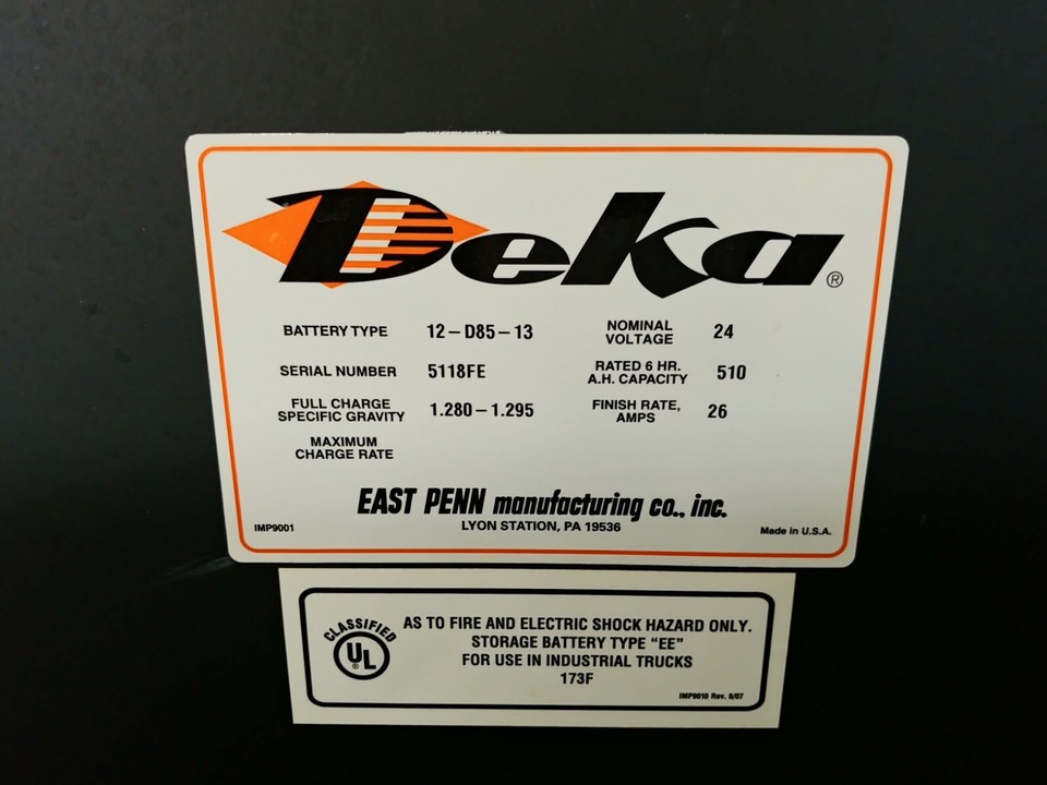 DEKA 24volt 12-85-13 ELECTRIC FORKLIFT PALLET JACK BATTERY 510 AMP ...