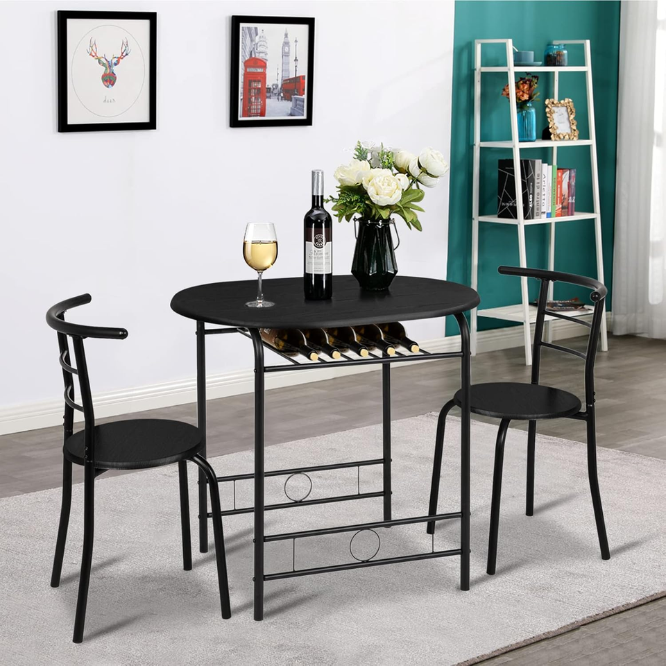 3 Piece Dining Set,Small Kitchen Table Set for 2,Breakfast Table Set ...