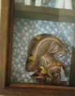 Vtg 70s Wood Glass Wall Shadow Box Kitchen Chef Merry Mushroom Paper ...