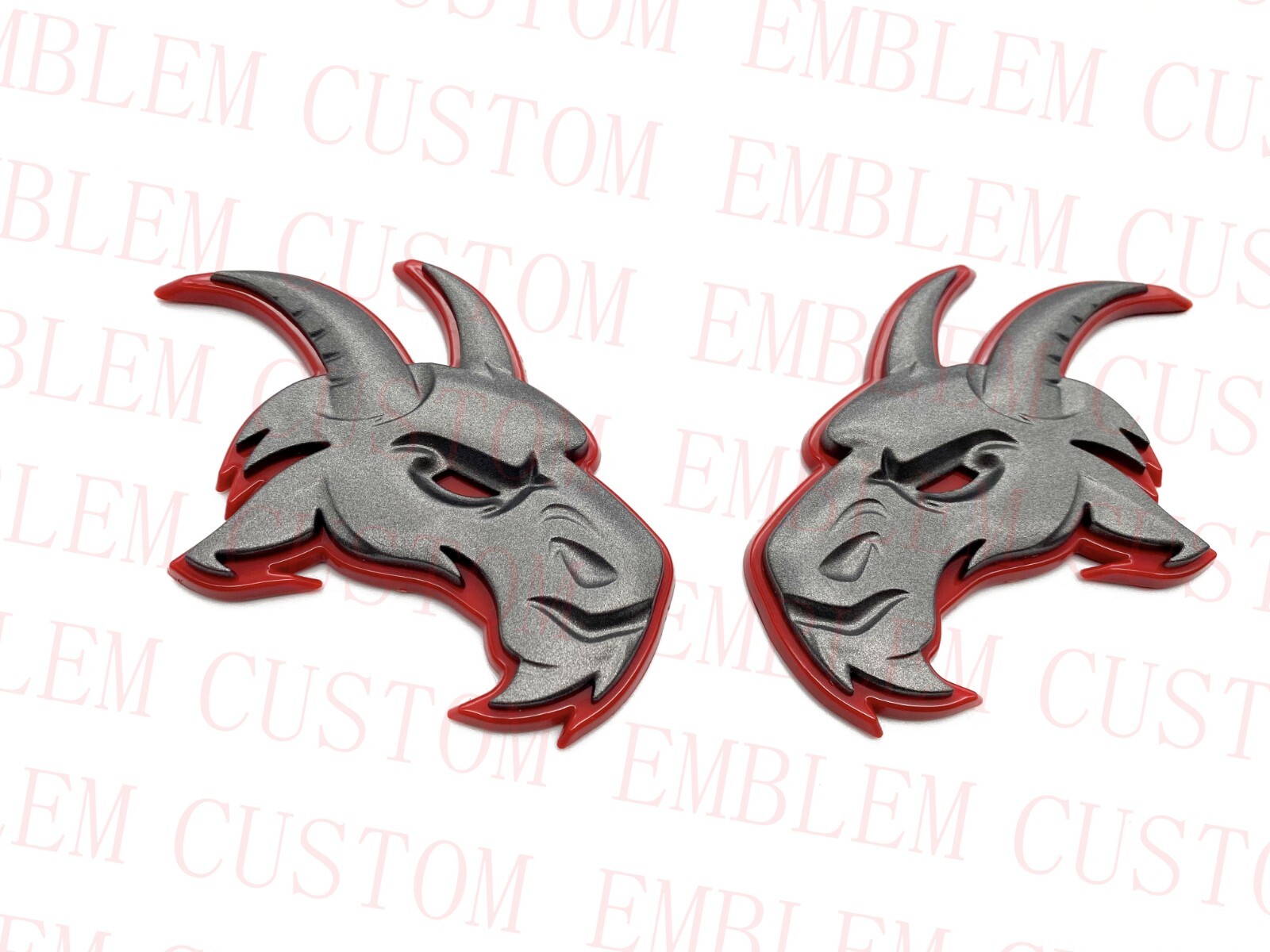 2x Gray with Red Head Emblem for Ram 1500 2500 3500 Fender badge ...