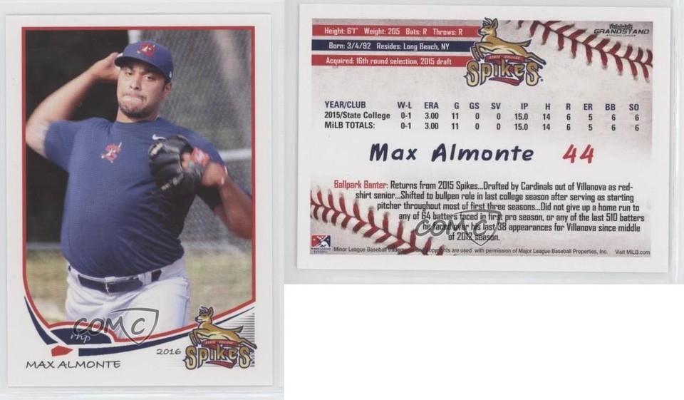 2016 Grandstand State College Spikes Max Almonte 0t2 | eBay