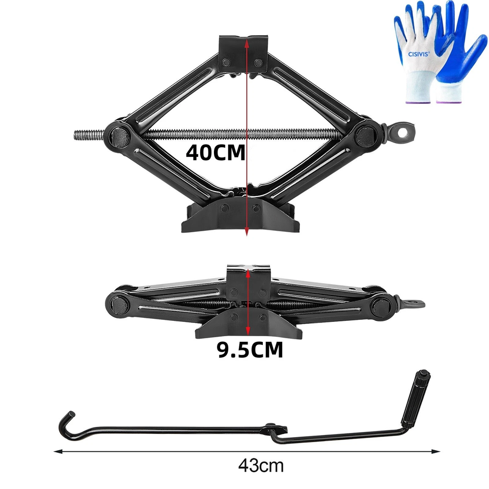 2 Ton Tonne Scissor Jack Lift Wind Up for Car Van Garage w/Crank Speed ...