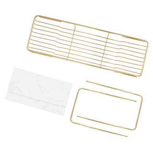 Gold & White Expandable Bathtub Tray with Marble Board for Relaxation ...