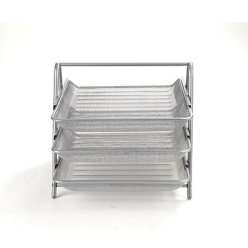 Mind Reader Silver 3-Tier Steel Mesh Paper Tray For Letters Desk Files ...