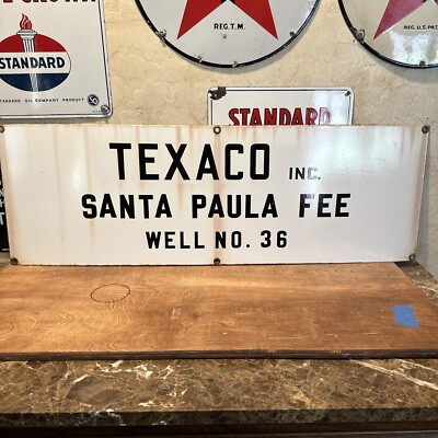 LARGE ORIGINAL & AUTHENTIC ''TEXACO INC. '' 36+X12 INCH PORCELIAN OIL LEASE SIGN | eBay