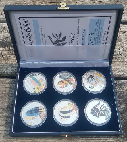 1996 Korea Colored Fish Set of 6 500 Won 1 0z. Each .999 Silver Coins ...