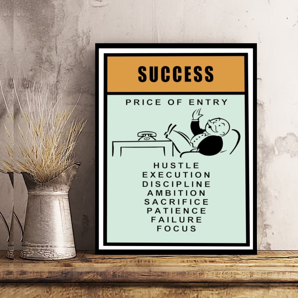 SUCCESS Monopoly Quote Vision Quote Work Decor Motivation POSTER CANVAS ...