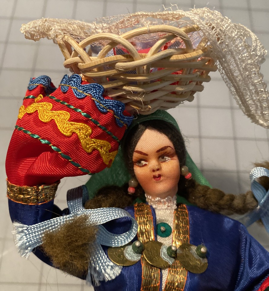Vintage Greek Antique Folk Art Doll With Cloth Multi Color Dress ...