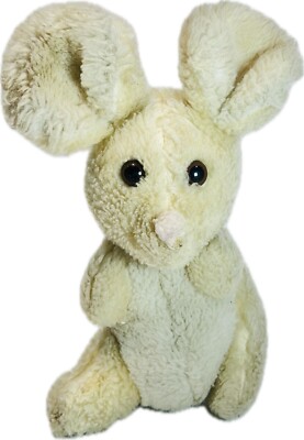 Vtg Yellow Mouse Plush Eden Toy Stuffed Animal Pink Nose Music Box DOES ...