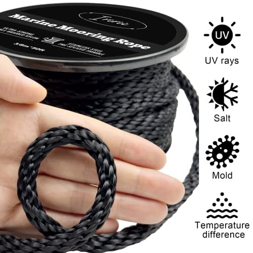50FT Double Braided Nylon Boat Anchor Rope 3/8inch with 316 Stainless ...