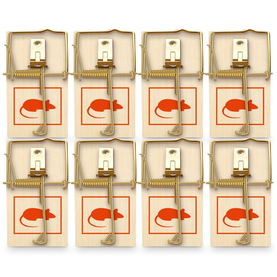 8 Wooden Mouse Traps Traditional Mice Rodent Pest Control Trap Reusable ...
