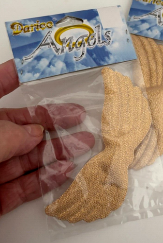 New Vtg 3.5" DARICE ANGELS Puffed Gold Lame Fabric DOLL WINGS No 1616 ...