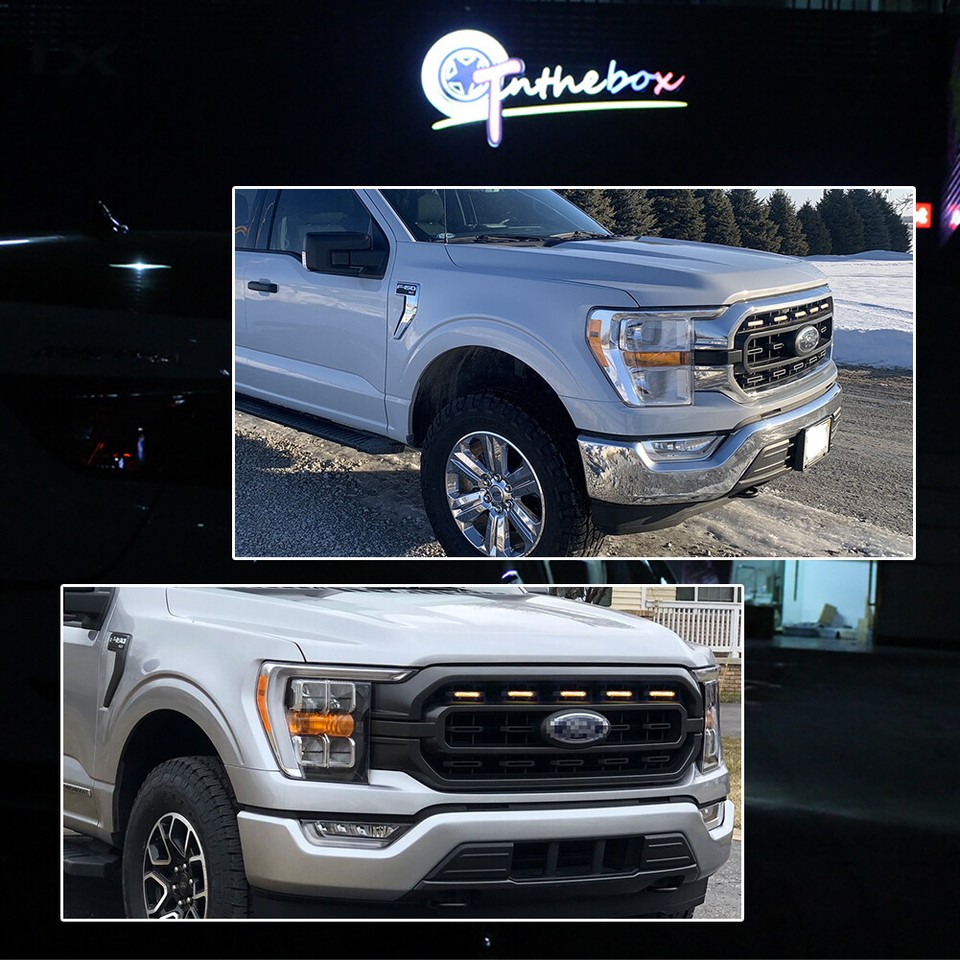 5pcs Raptor Style Amber Grille LED Light DRL For Ford F150 XL XLT 2021 ...