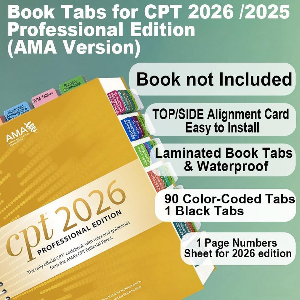 Index Tabs for AMA CPT Book, ICD-10 Code Book, HCPCS Level II Book, 3 ...